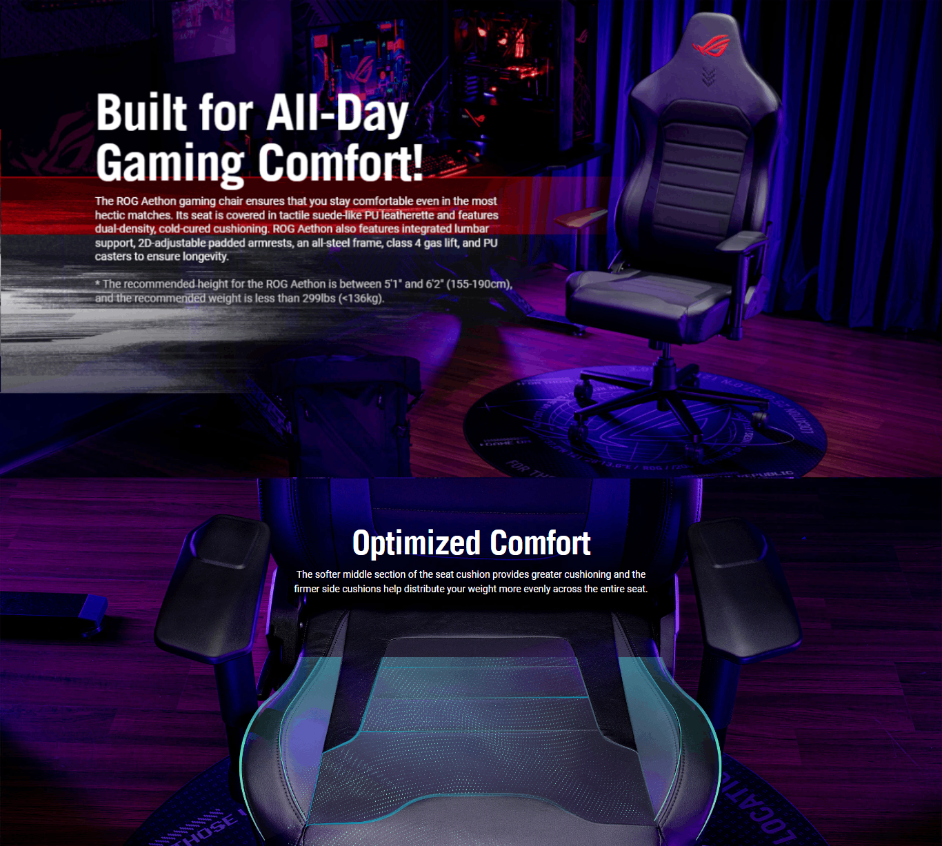 Asus ROG Aethon SL201 Ergonomic Gaming Chair with All-Steel Frame and ...