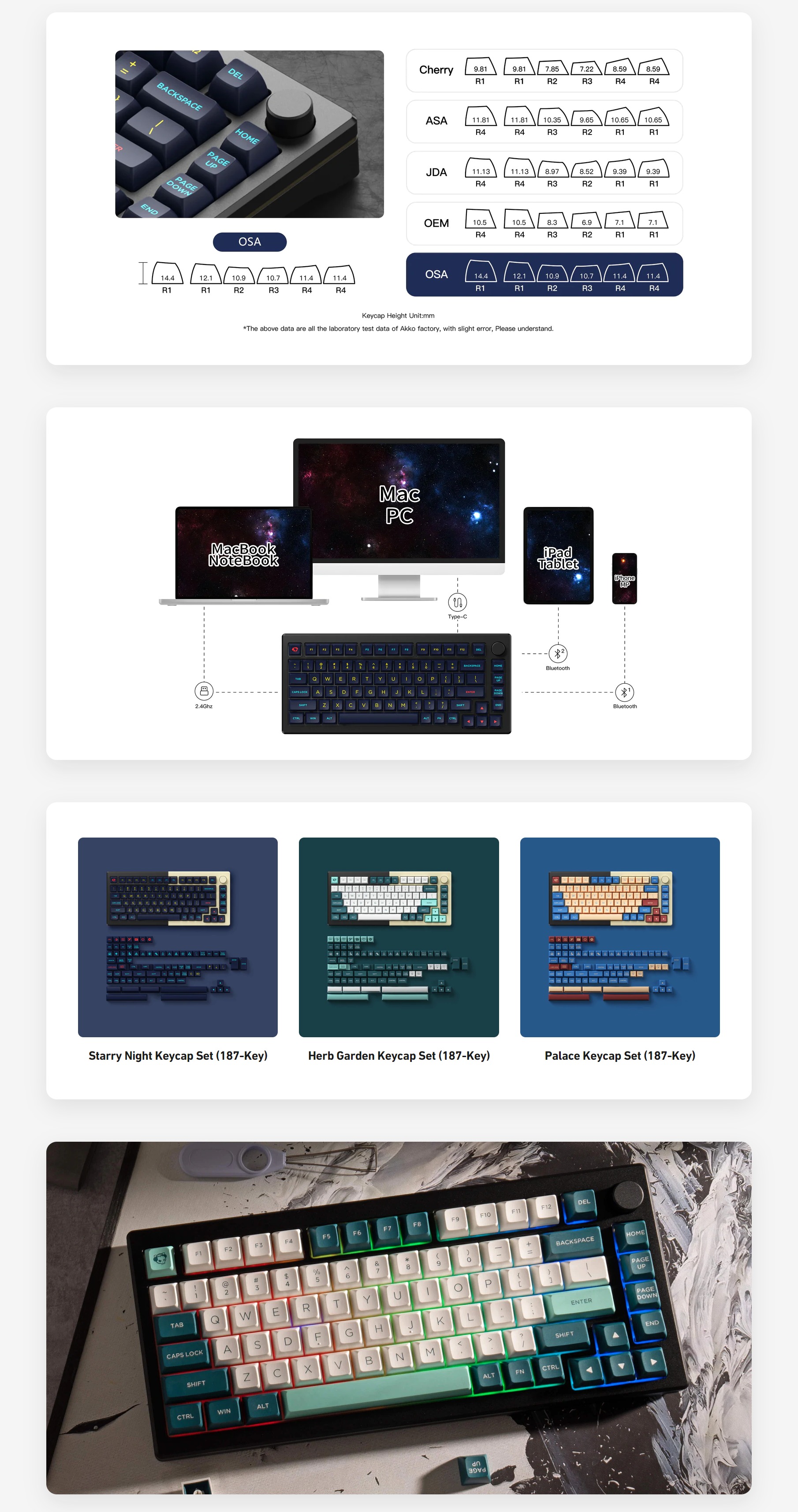 Akko MOD 007B HE DIY Kit With OSA Keycap Set 187-Key Cream White (Akko ...