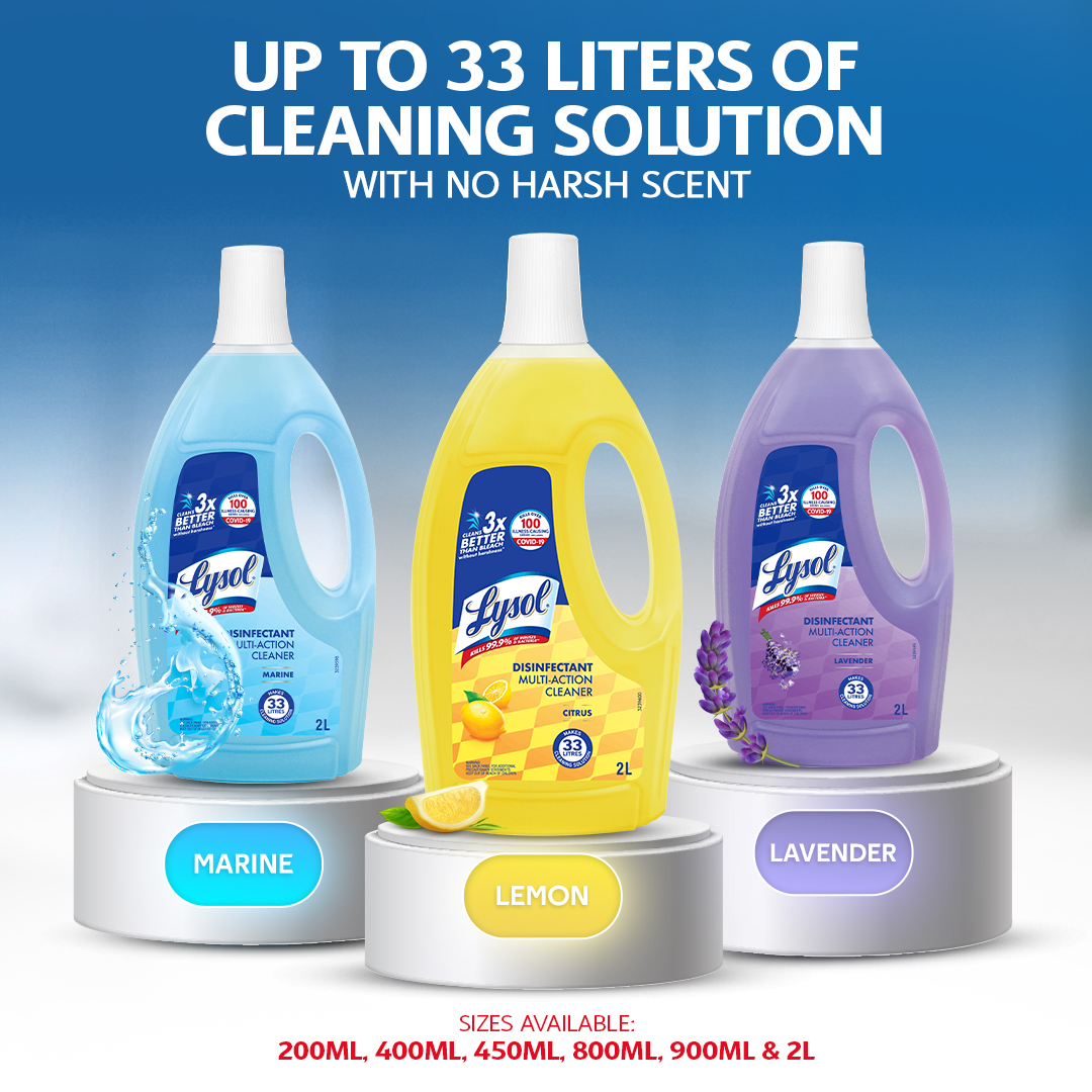 Lysol Multi Action Cleaner Antibacterial Marine Scent 2 L | Shopee ...