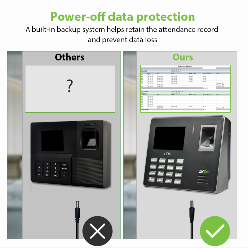 ZKTeco LX16 Fingerprint Time Attendance Machine Punch Card Machine ...