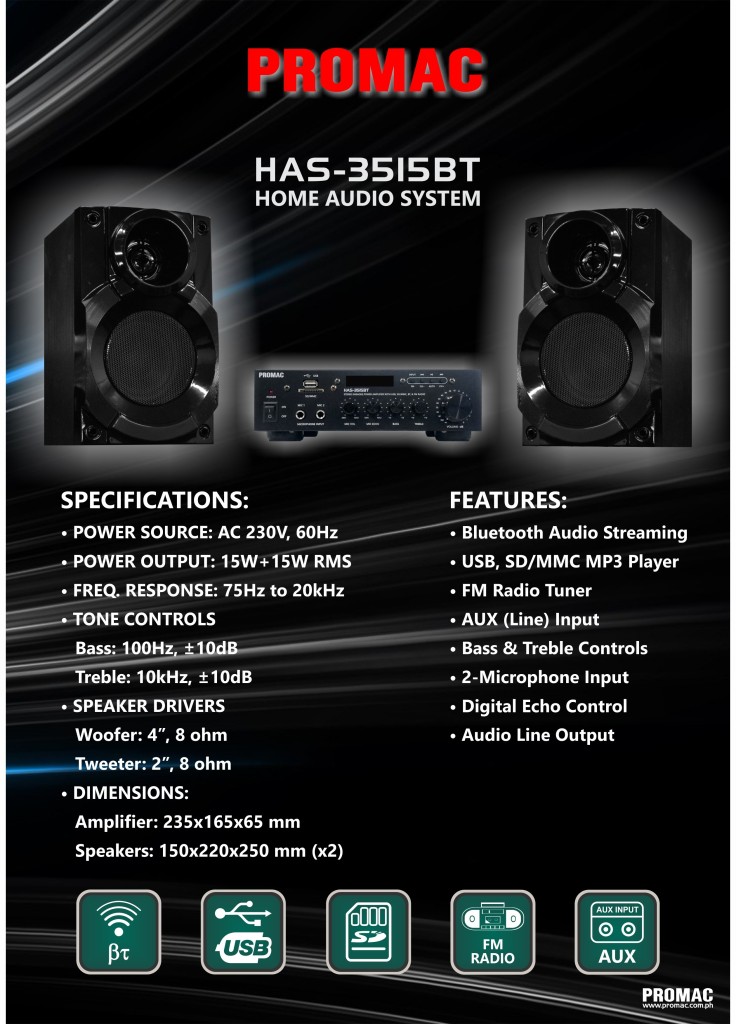 Promac Home Audio System with Bluetooth (HAS-3515BT) | Shopee Philippines