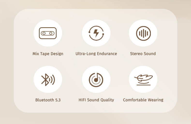 Rock Space Retro Mix Tape TWS Bluetooth 5.3 Earphones Wireless Earbuds ...