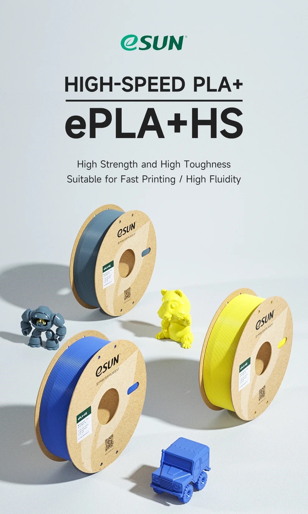 ESUN PLA+HS High Speed ePLA+HS Filament 1.75MM 1KG 3D Printer Filament High Speed Printing ...