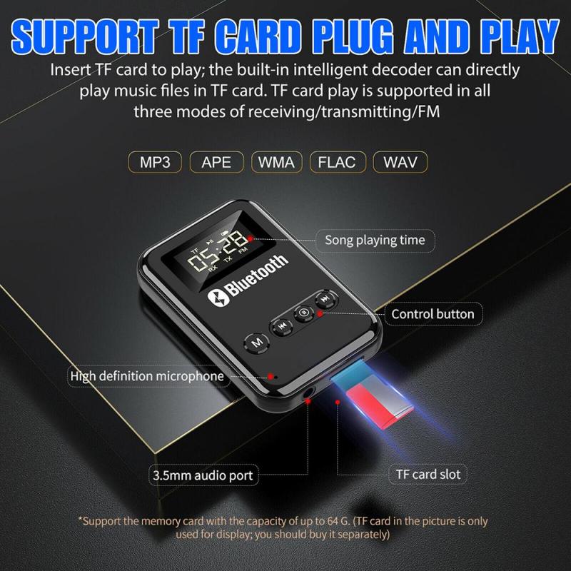 LED Digital Display Bluetooth 5.0 Receiver Transmitter Adapter 3.5MM ...