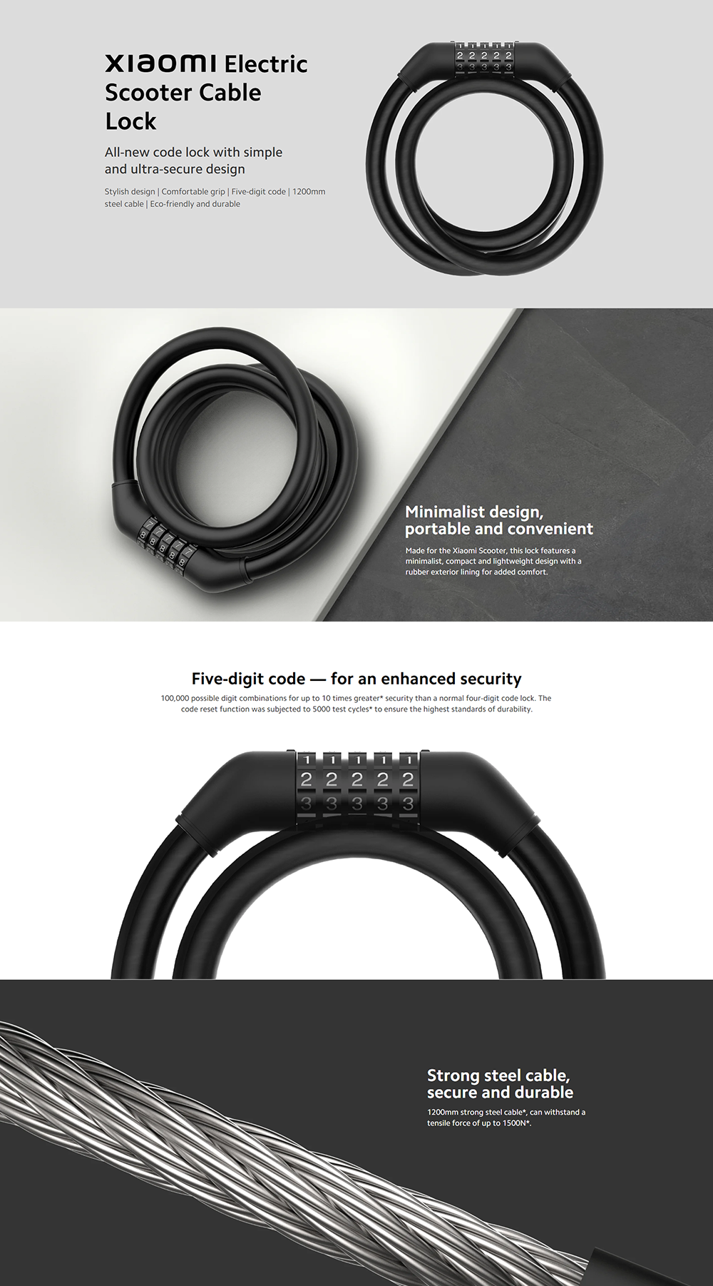 Xiaomi Electric Scooter Cable Lock | Shopee Philippines