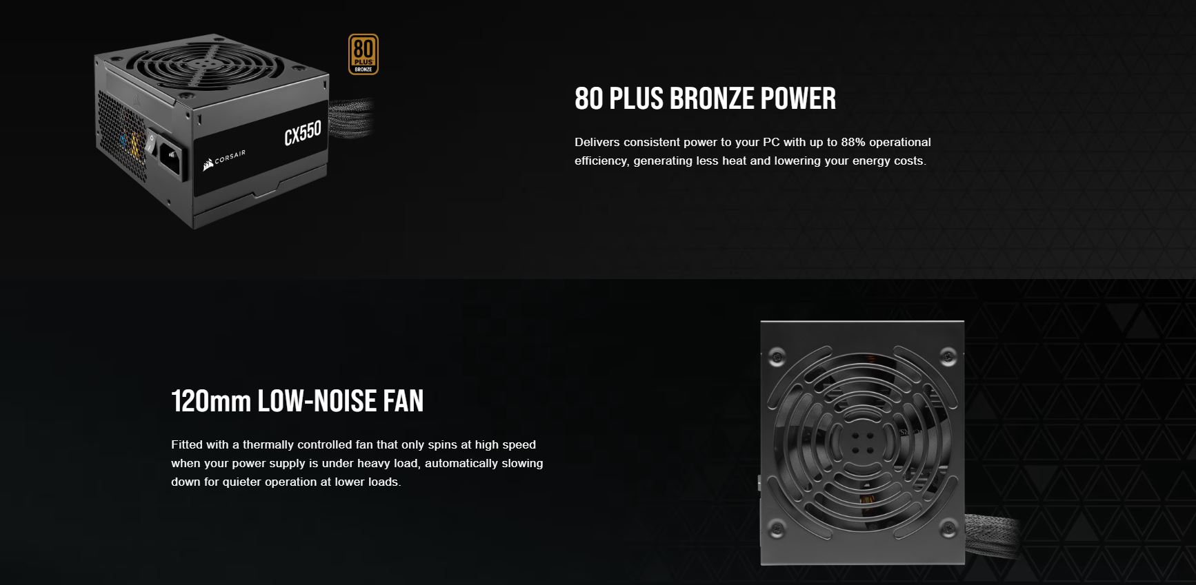 Corsair CV550 / CX550 550Watts 80+ Bronze Certified Power Supply ...