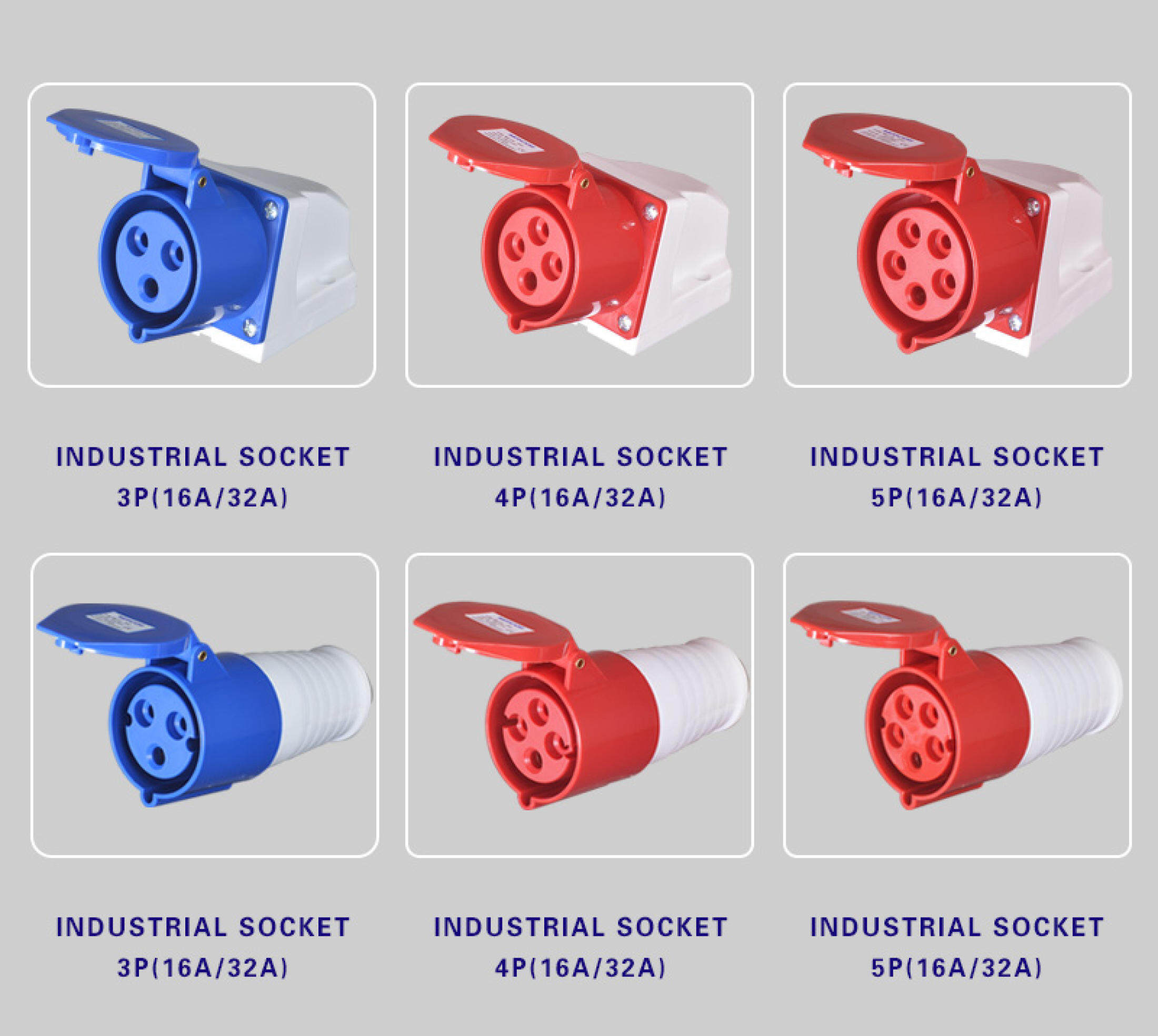 IP44 Industrial Plug Socket Waterproof Connector 4PIN 16A/32A ...