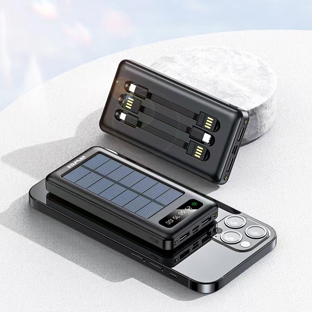 Awei P129K 10,000mAh Power Bank Multi-Output Solar Powerbank Fast ...