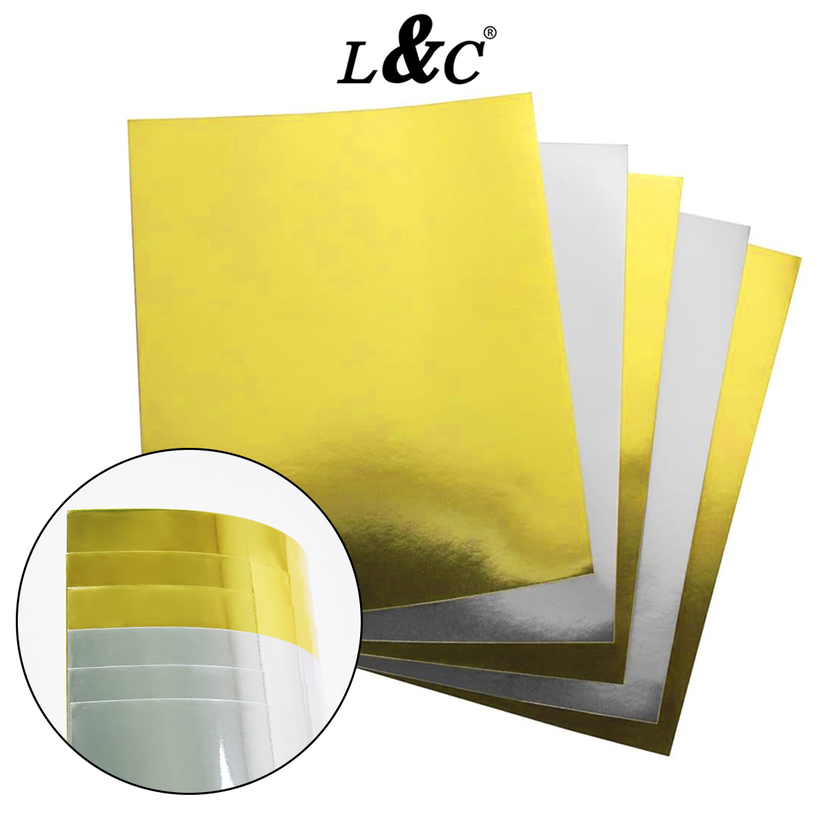 L&C 10pcs 250gsm Glitter and Shiny Metallic Mirror Cardstock Board DIY ...