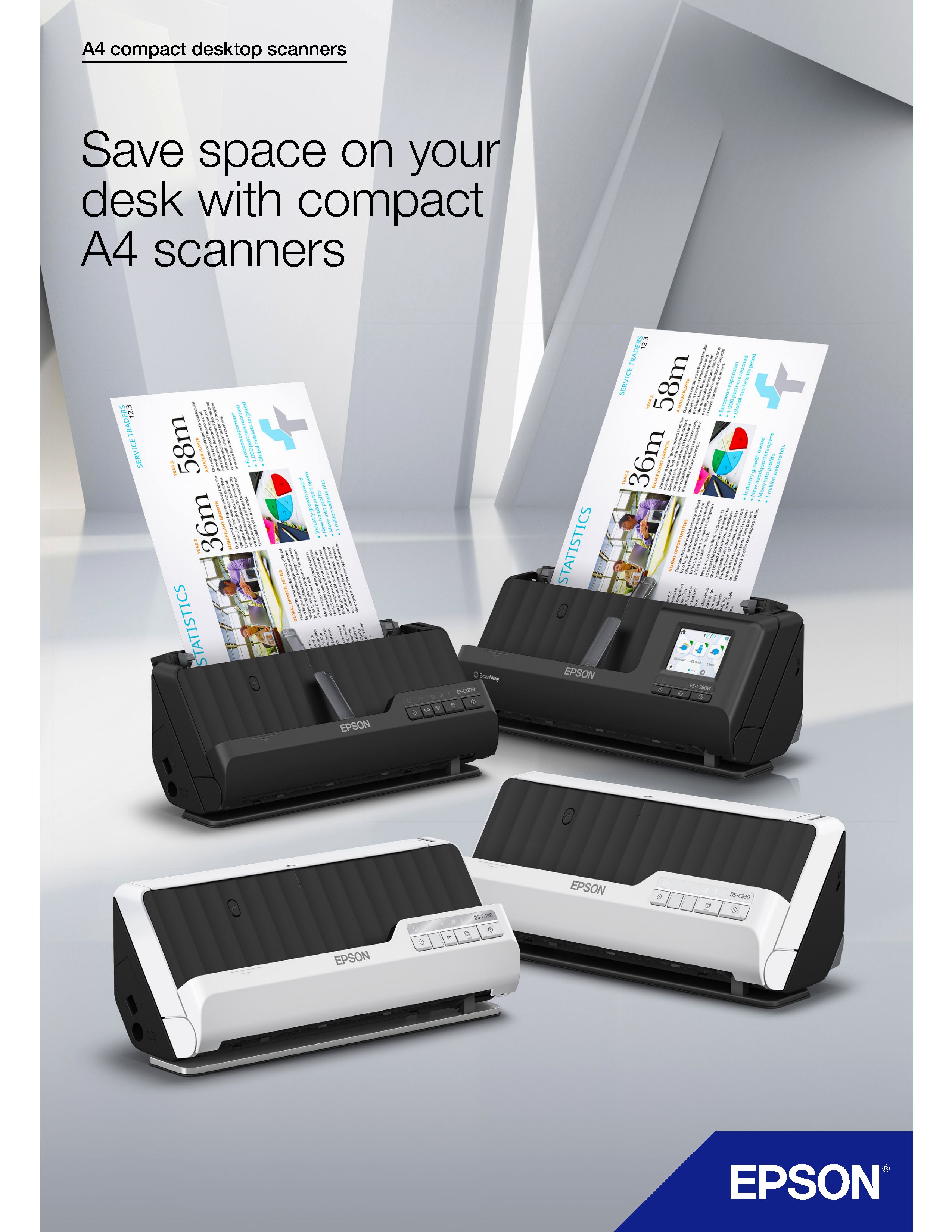 Epson WorkForce ES-C320W Wireless Compact Desktop Document Scanner with ...