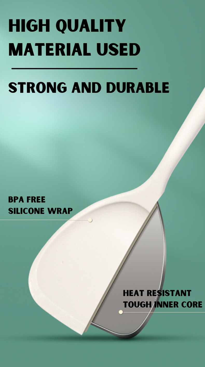 LOCAUPIN Non Stick Kitchen Utensil Cookware Silicone Wooden Handle ...