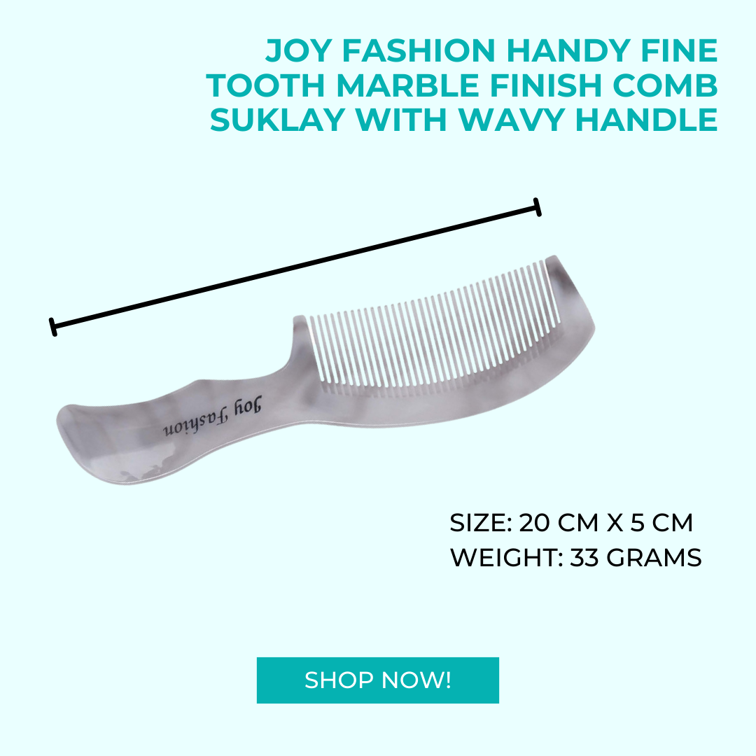 Joy Fashion Handy Fine Tooth Marble Finish Comb Suklay With Wavy Handle ...