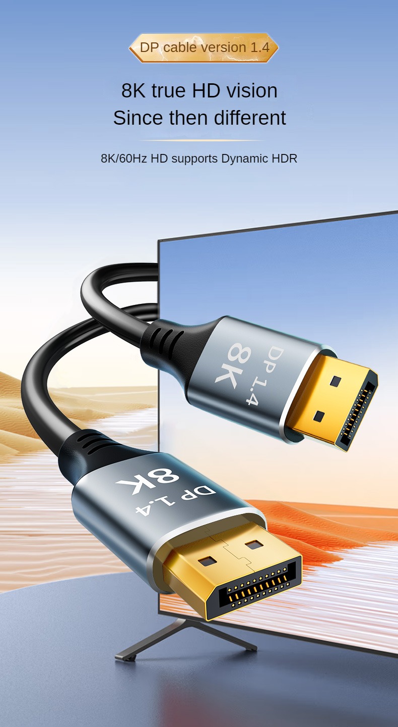 DP 1.4 Cable 8K Ultra HD 4K 144Hz DP Gaming Male to Male Display Port ...