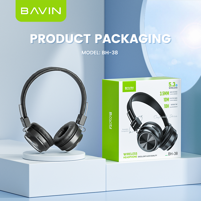 BAVIN BH38 High Bass Bluetooth Wireless Headphone Built-In Microphone ...