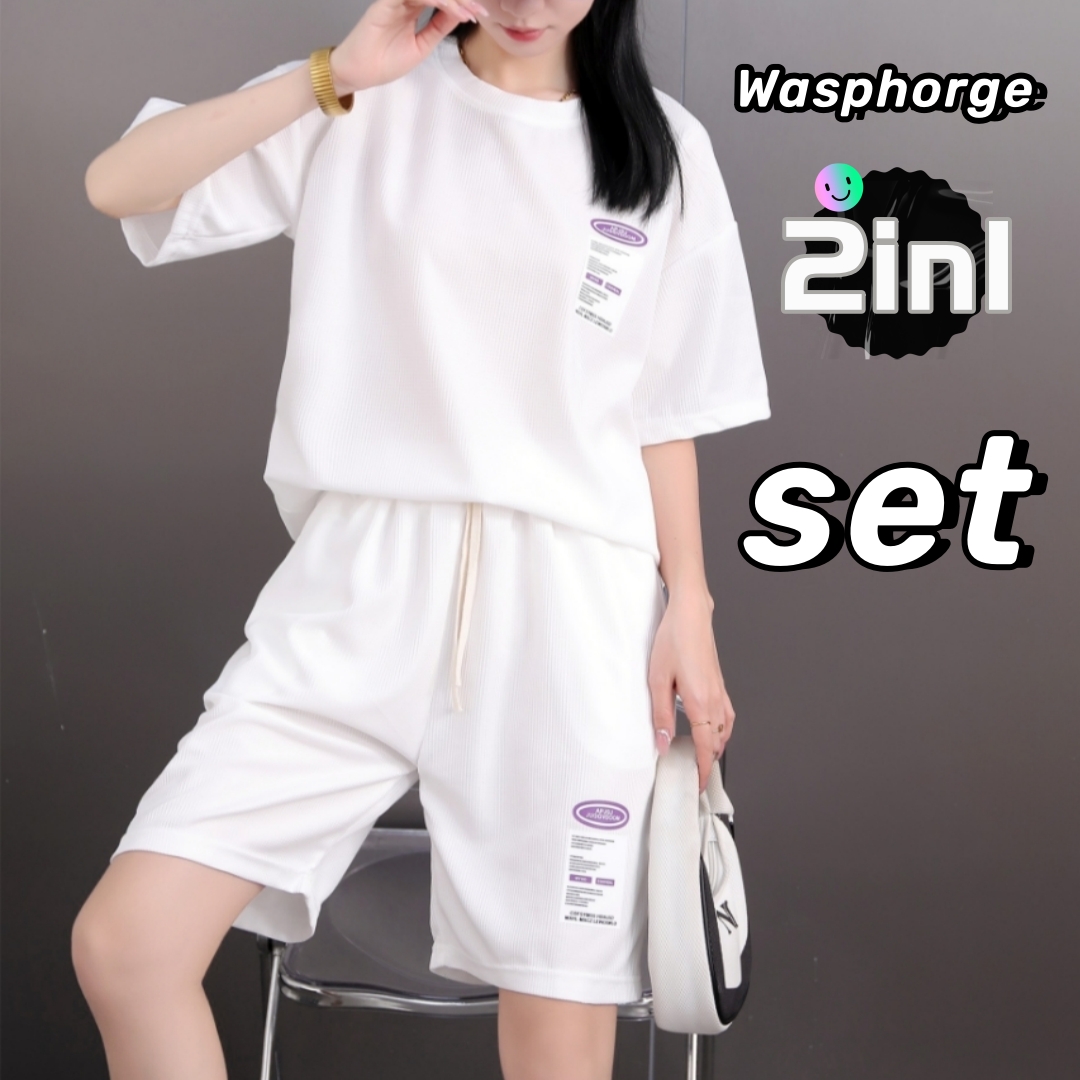 Fashion Huafu Materials Round -neck Short Sleeve Set 2in1 for unisex ...