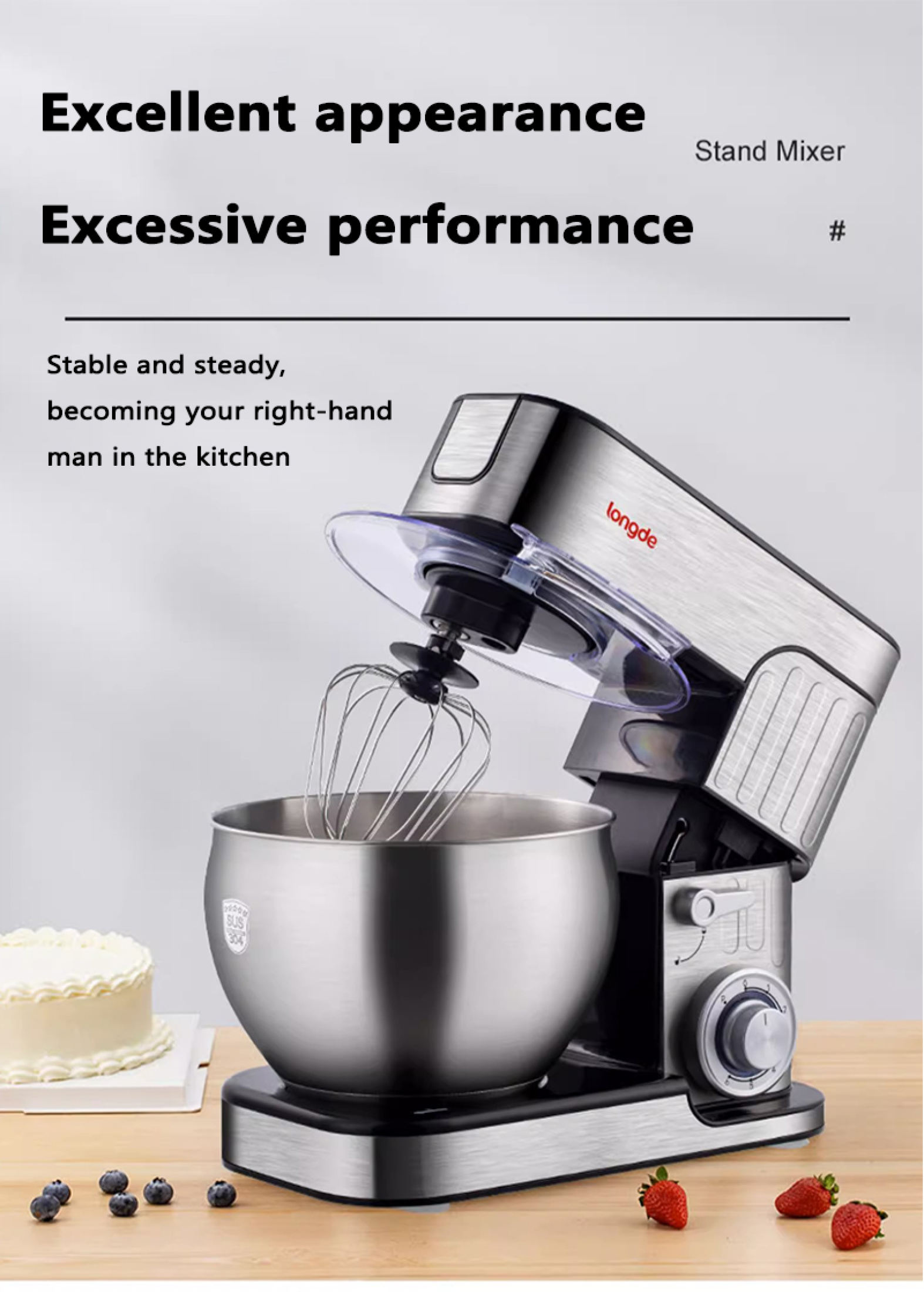 5.5L Automatic Mixer Multifunctional Silent Kneading & Mixing Whisk ...