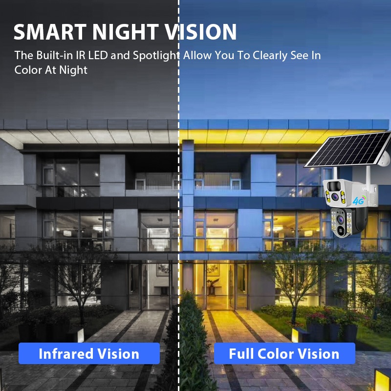 4G SIM Card Outdoor Waterproof 8MP Solar CCTV Camera Wireless WiFi Dual ...