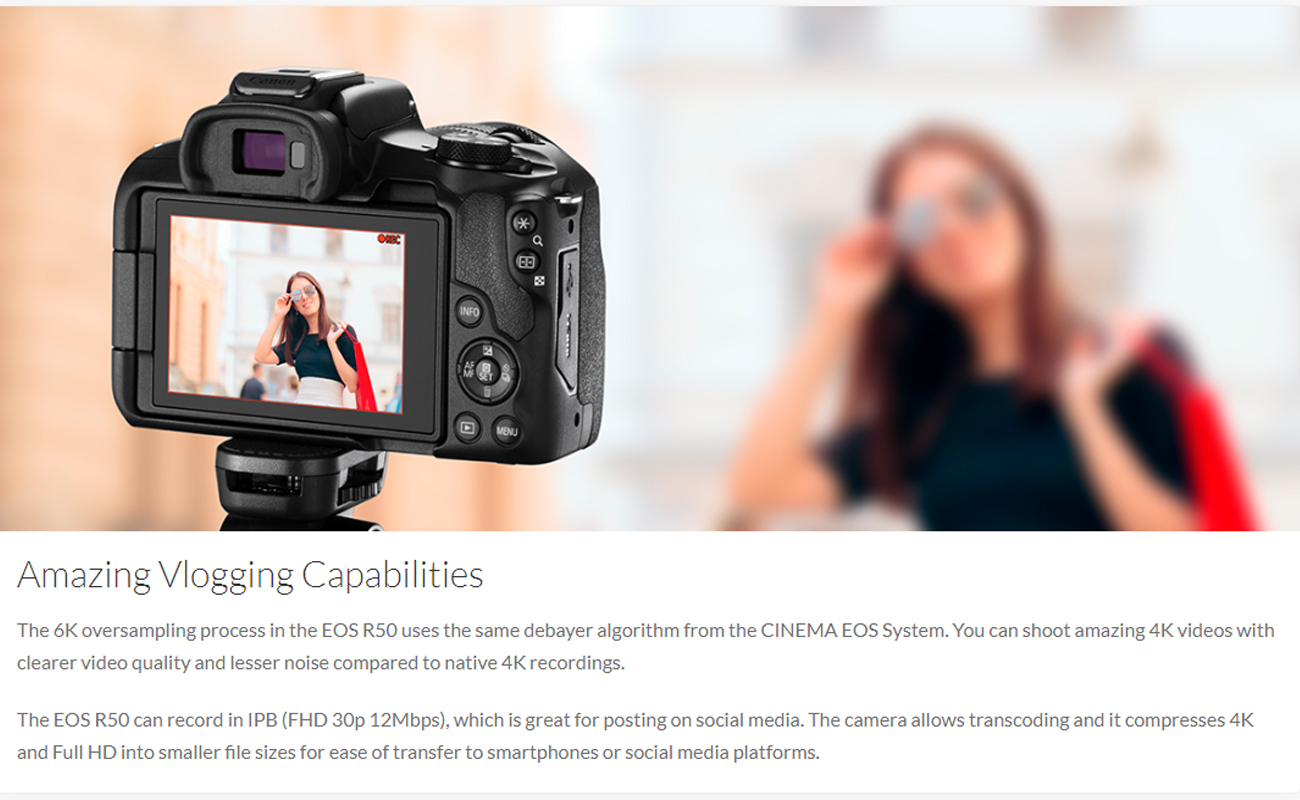 Canon EOS R50 Mirrorless Digital Camera with RF-S Mount 18-45mm Lens ...