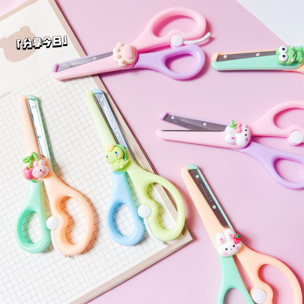 1PC two colors Cute Cartoon mini scissors children hand-cut knife ...