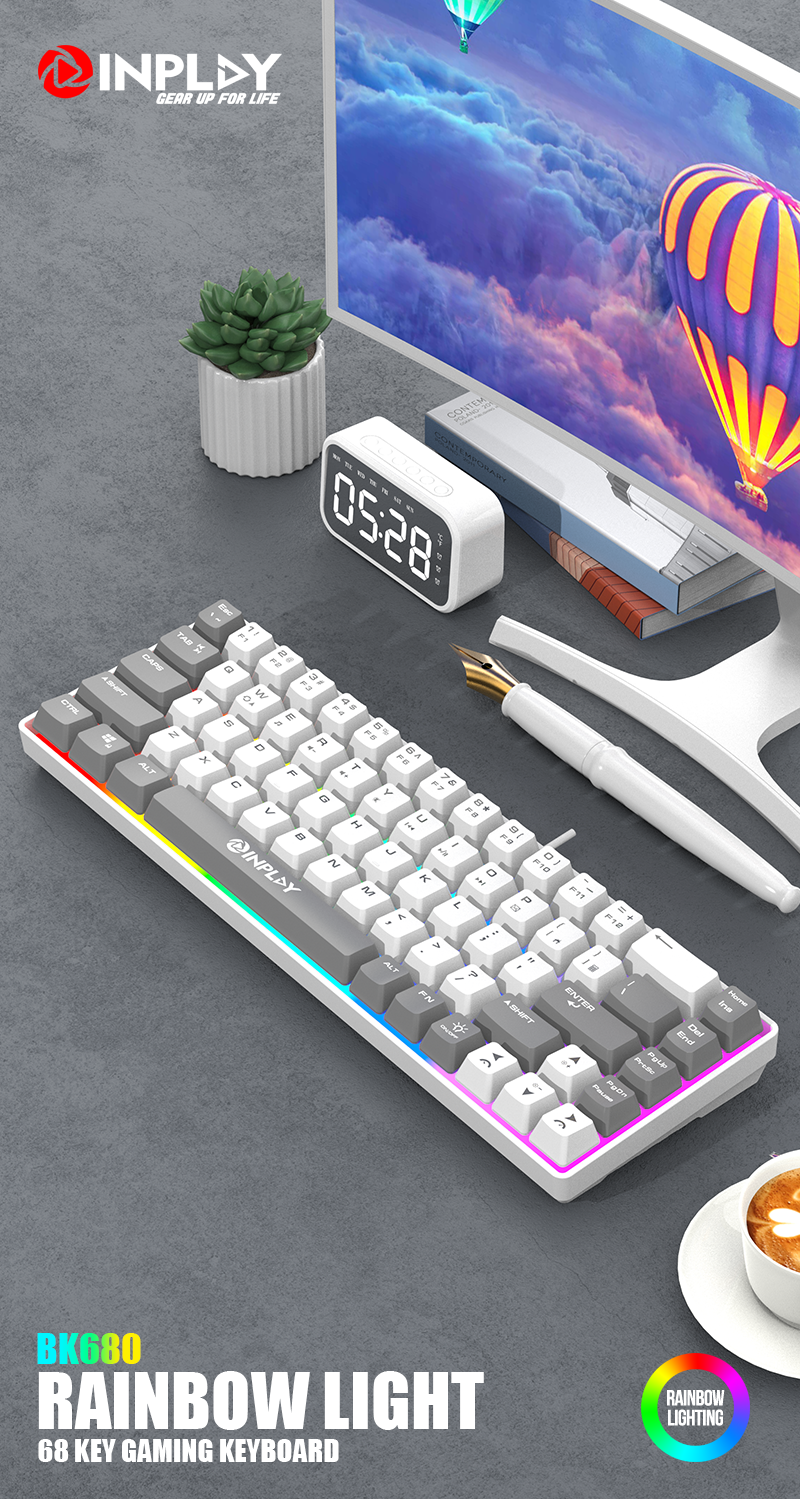 Inplay BK680 RGB Gaming Keyboard Rainbow Light Waterproof Smooth ...