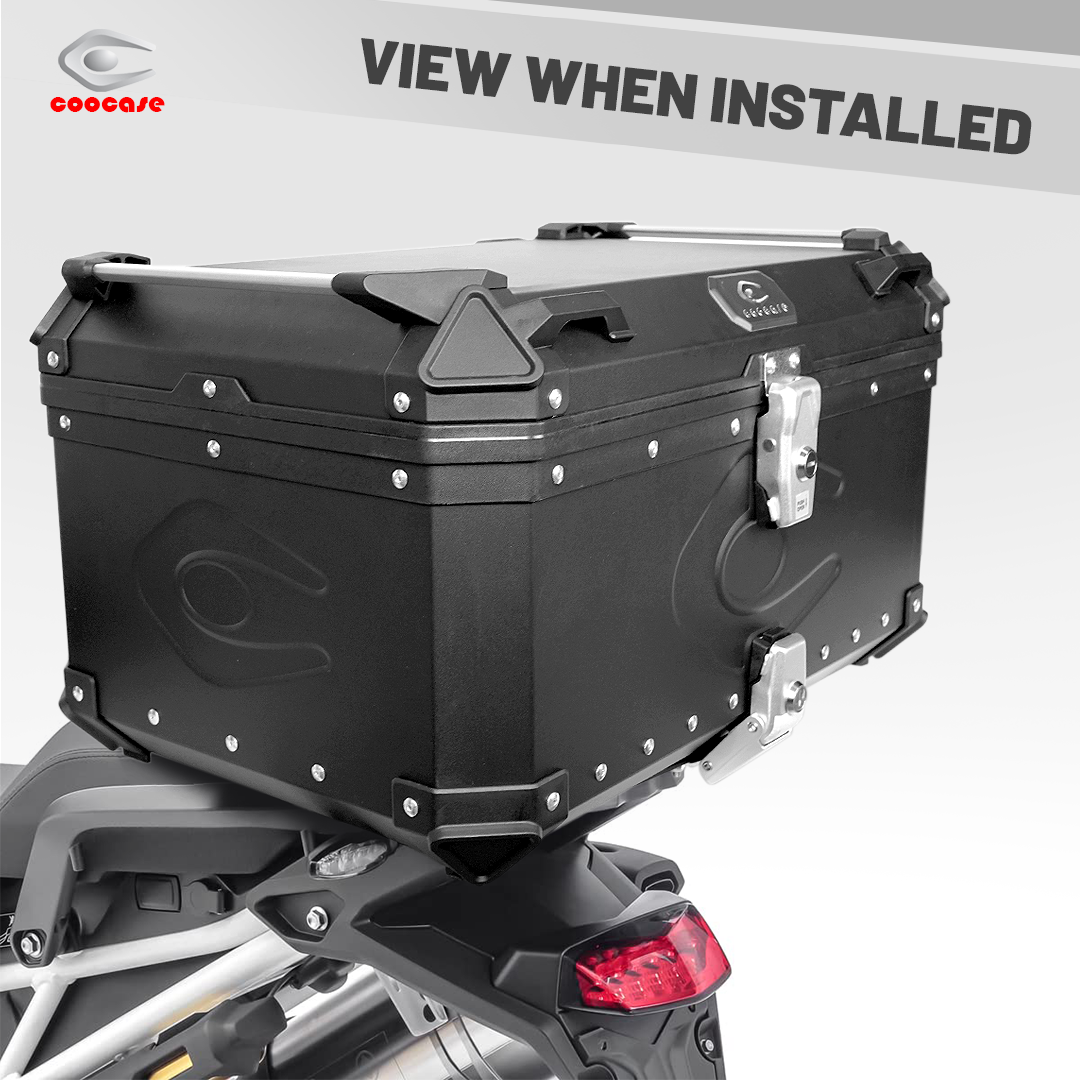 COOCASE ALUMINUM TOP BOX W/ EMBOSSED LOGO 65L / HEAVY-DUTY ALLOY REAR TAIL BOX W/ INSULATED BAG ...