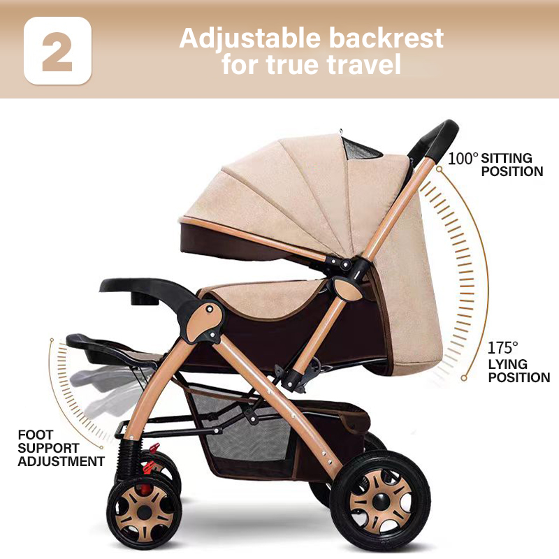 Stroller for baby Two-way Facing Foldable Stroller Travel Lie Down ...