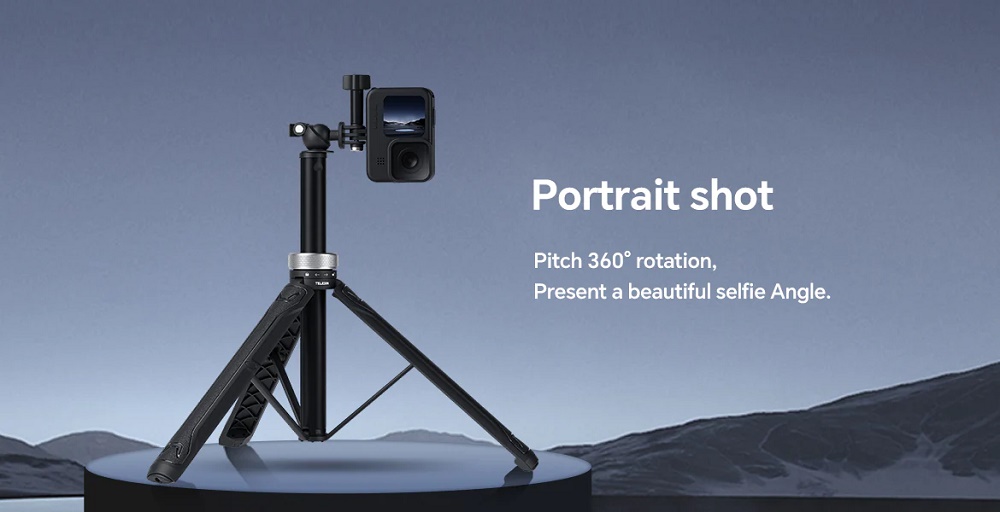 TELESIN Panoramic Extendable Monopod Stick w/ Tripod GoPro Hero, DJI ...