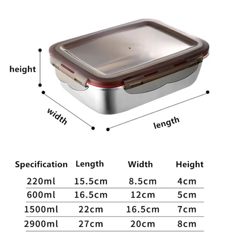 Lunch Box Food Grade 304 Stainless Steel Anti-leak Bento Box Strong ...