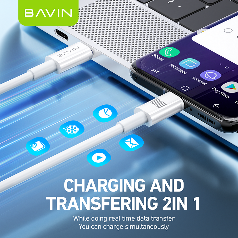 BAVIN CB274 100W Fast Charging Cable Data Transfer Type-C to iPh & USB ...