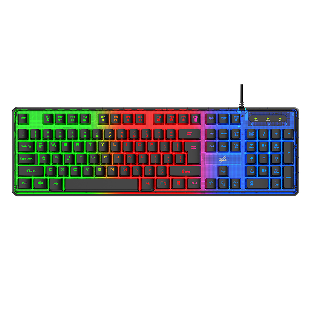 Zeus Transparent Cover Rainbow Backlit Backlight Gaming Keyboard With ...