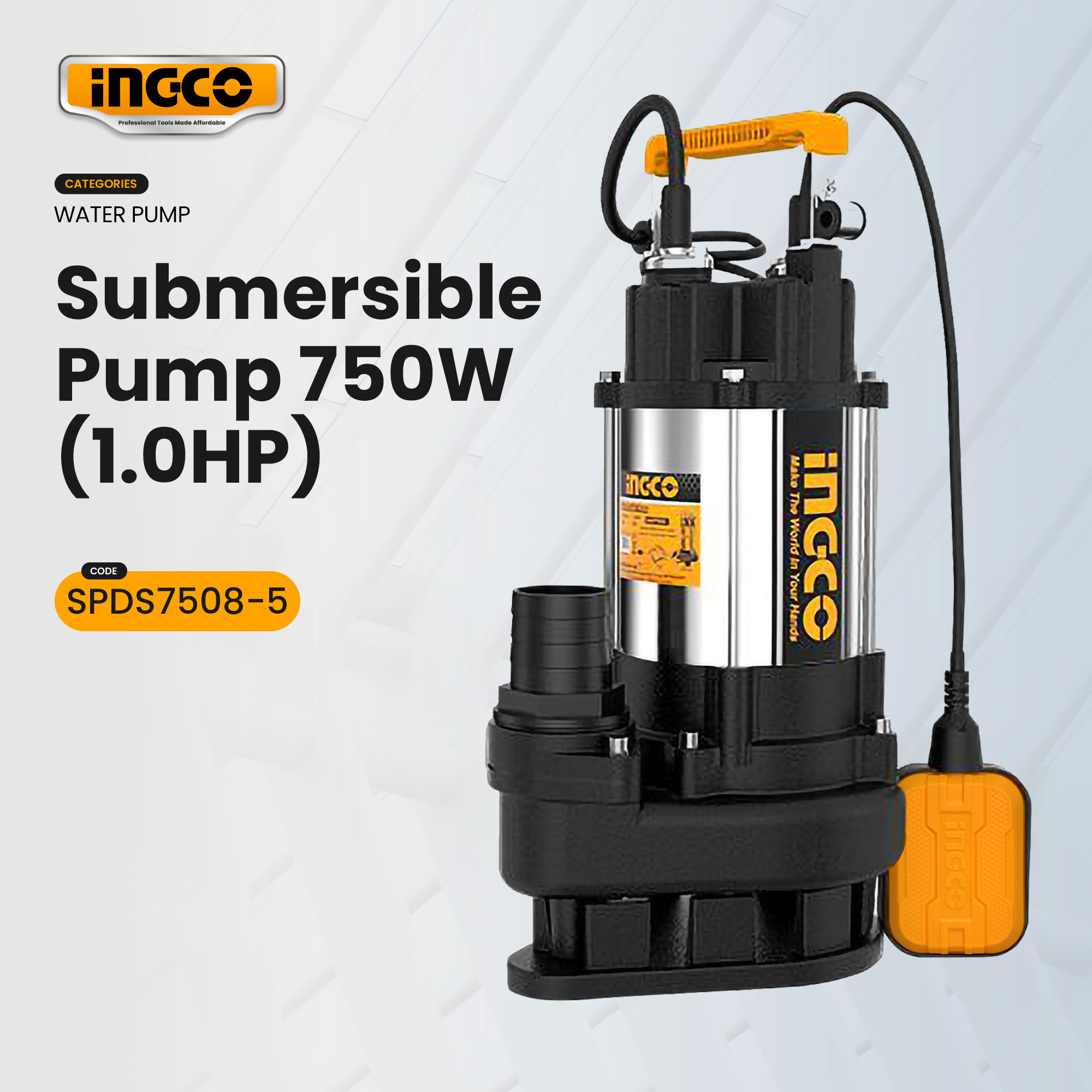 INGCO Sewage Submersible Water Transfer Pump 750W (1.0HP) SPDS7508-5 ...