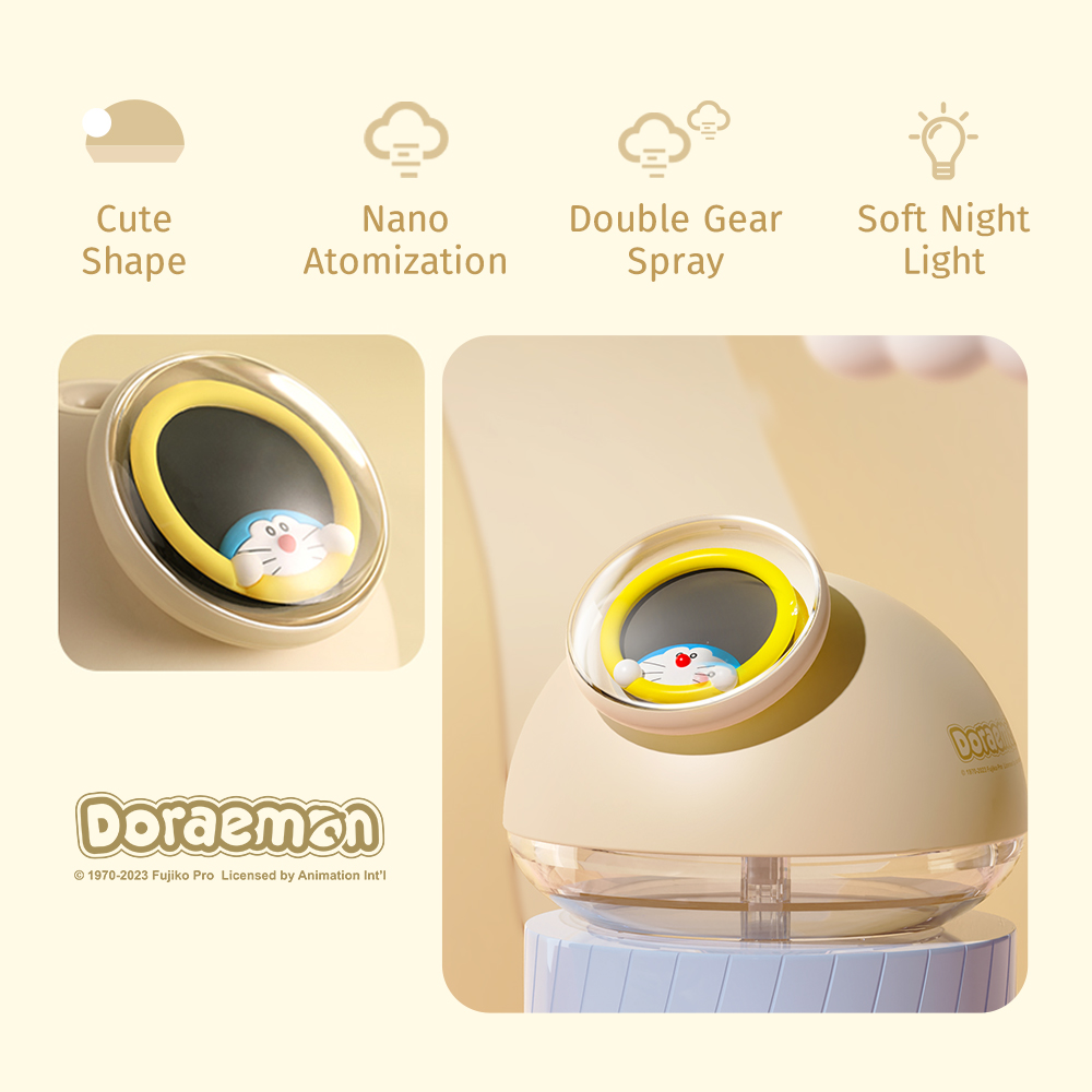 Rock Space Doraemon Cute Desktop Humidifier 160ml RBG Light Two Spray ...