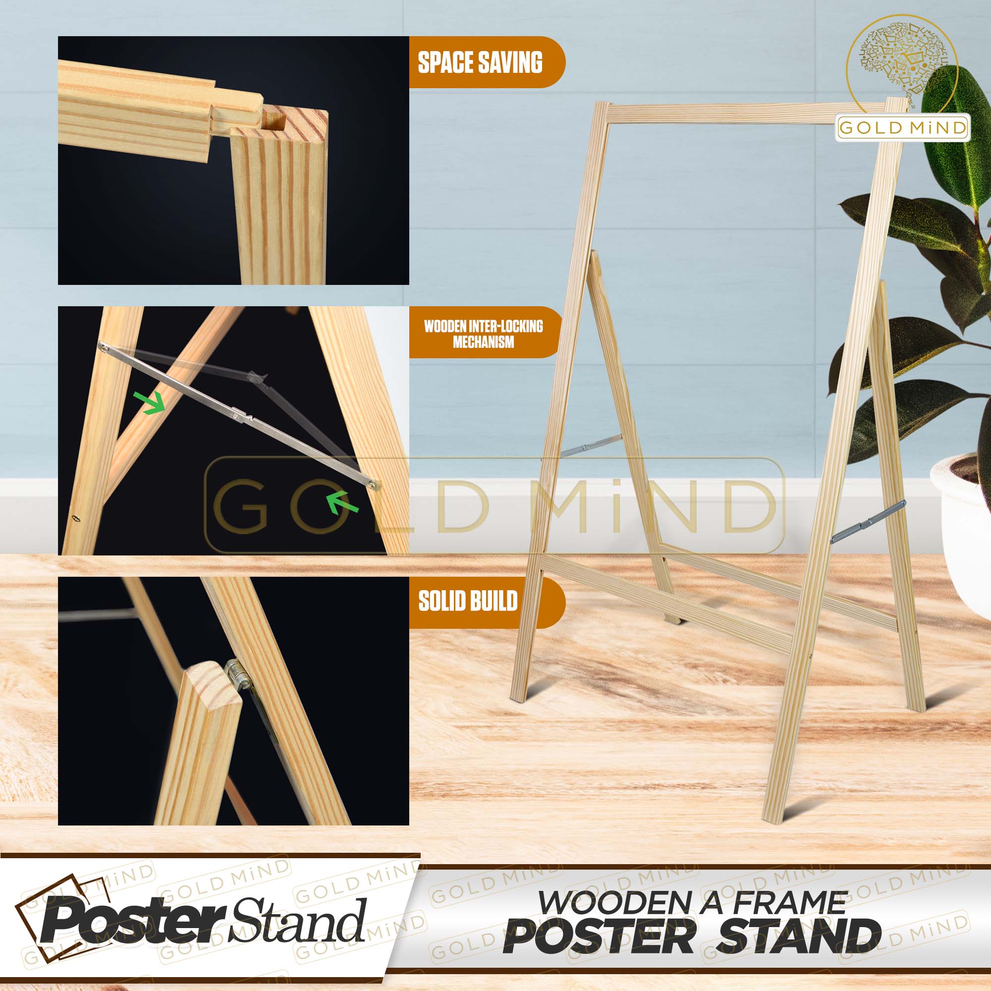 Wooden Poster Stand, Poster Size 60cmW x 90cmH Menu Sign Board Banner ...