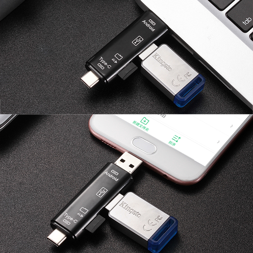 Actual Type-C Android TF Card Micro MemoryCard USB Adapter Card Reader ...