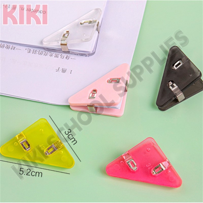 KK 1PC Portable Colorful Binder Clip Paper Clip Transparent Triangle ...