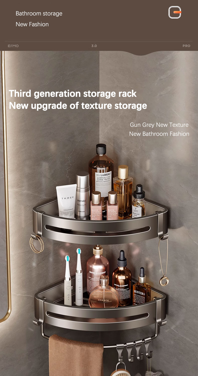 Dime Stainless Steel Bathroom Storage Aluminium Alloy Corner Bracket ...