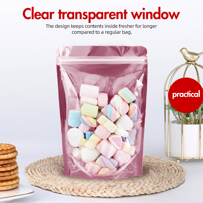 New 100pcs Walang Sabitan Half Clear Half Colored Aluminum Stand Up Pouch Packaging Resealable ...