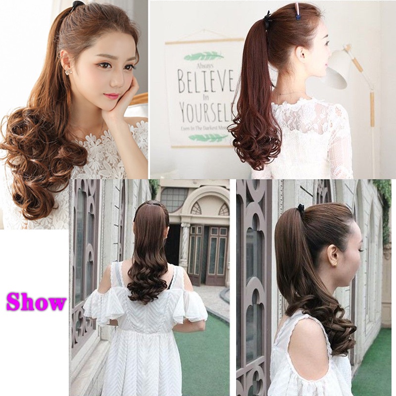 Women Ponytail Wig Long Curly Clip In Ponytail Hair Extensions Ponytail ...