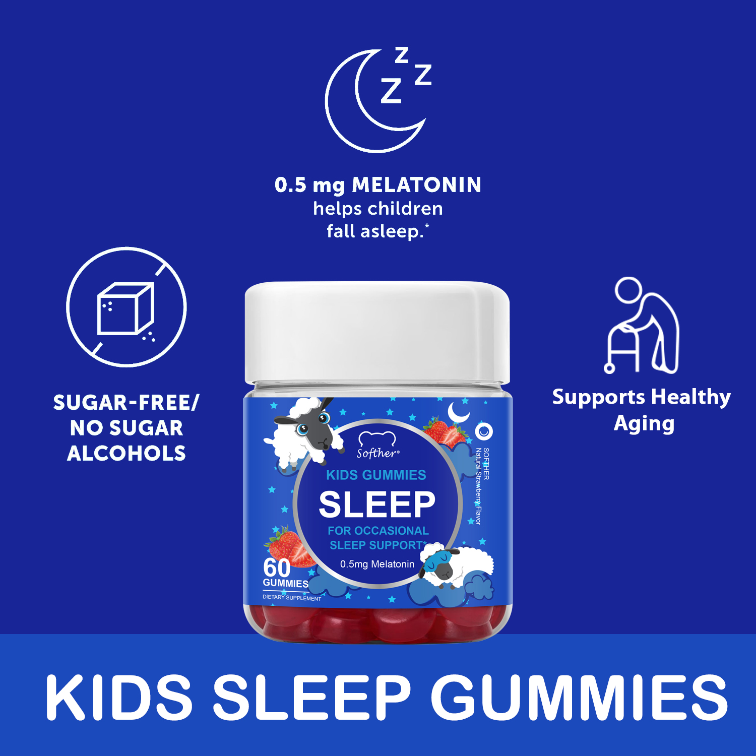 Softher Kids Melatonin Gummies Promote Improve Sleep Gummy Aid Relax ...