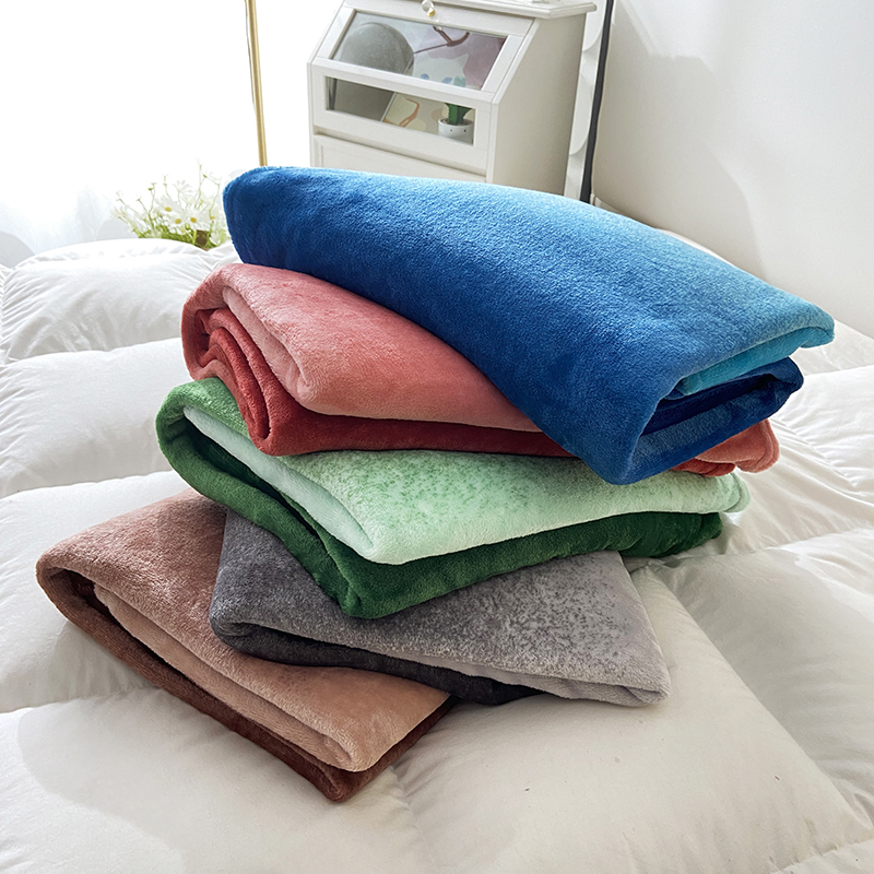 Solid Gradient Blanket Super Soft Kumot Warm Fluffy Plush Microfiber ...