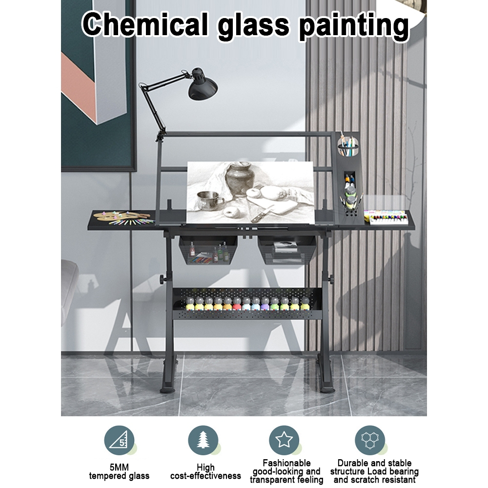 MC Painting table Liftable art drawing table Extra Side Drawers ...