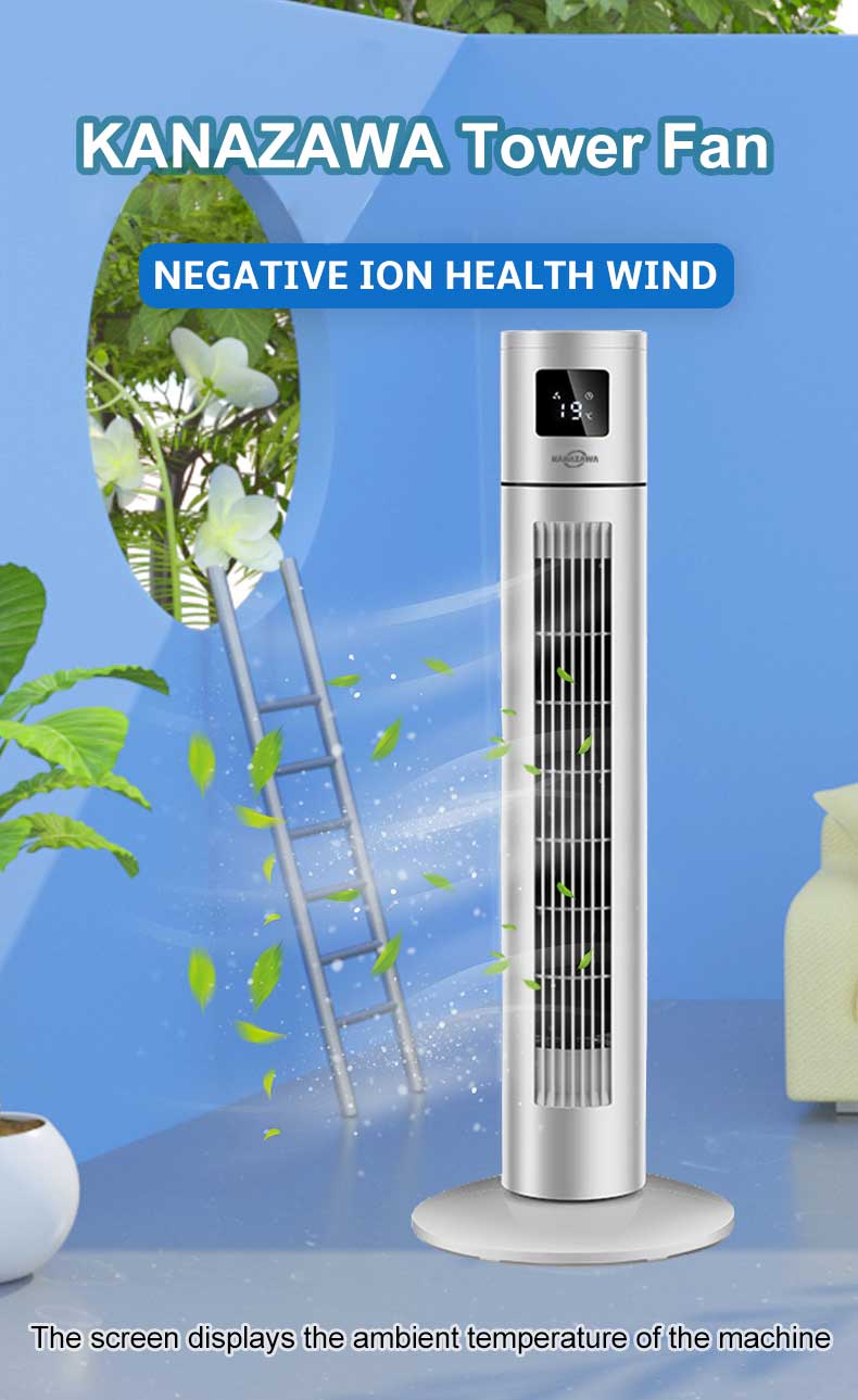 KANAZAWA Tower Fan Electric With Remote Control 120° Stereo Shake Head ...