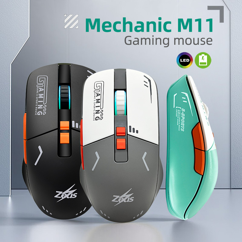 Zeus Meka Style 2.4G Wireless Mouse Rechargeable Mechanical Like Office Gaming PC Laptop Mice M ...