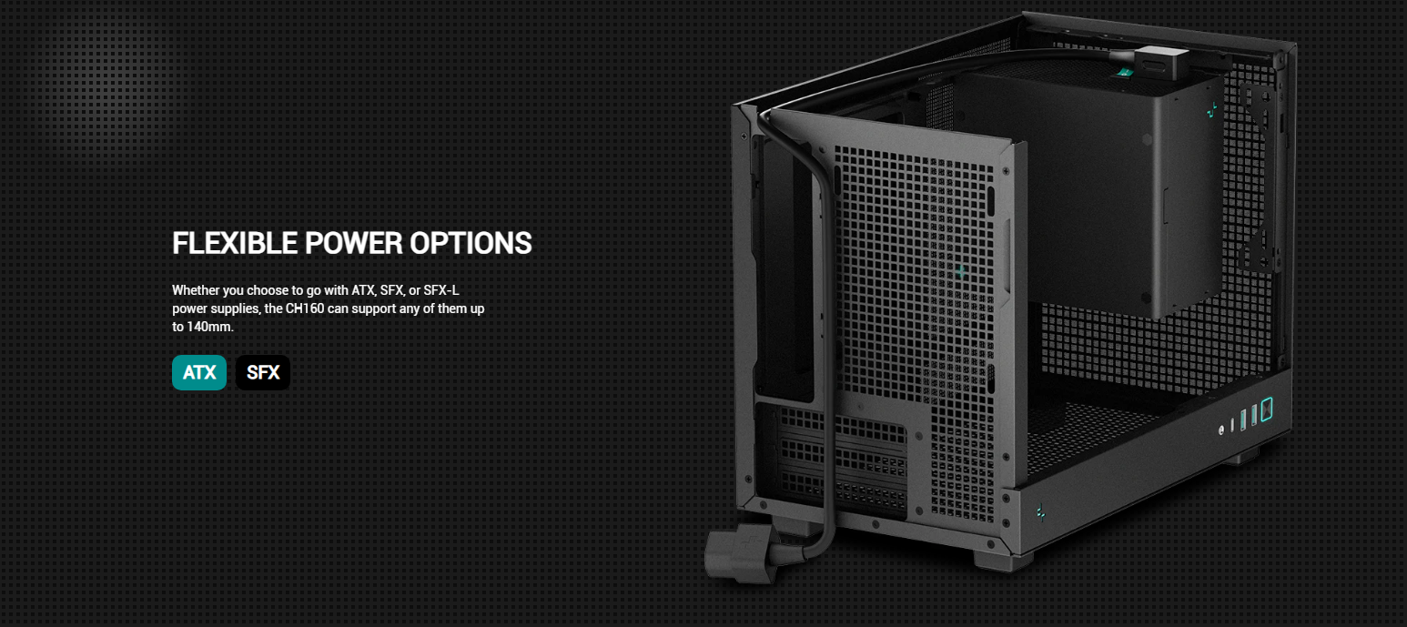 Deepcool Computer PC Case CH160 Portable High Airflow Mini-ITX Tempered ...
