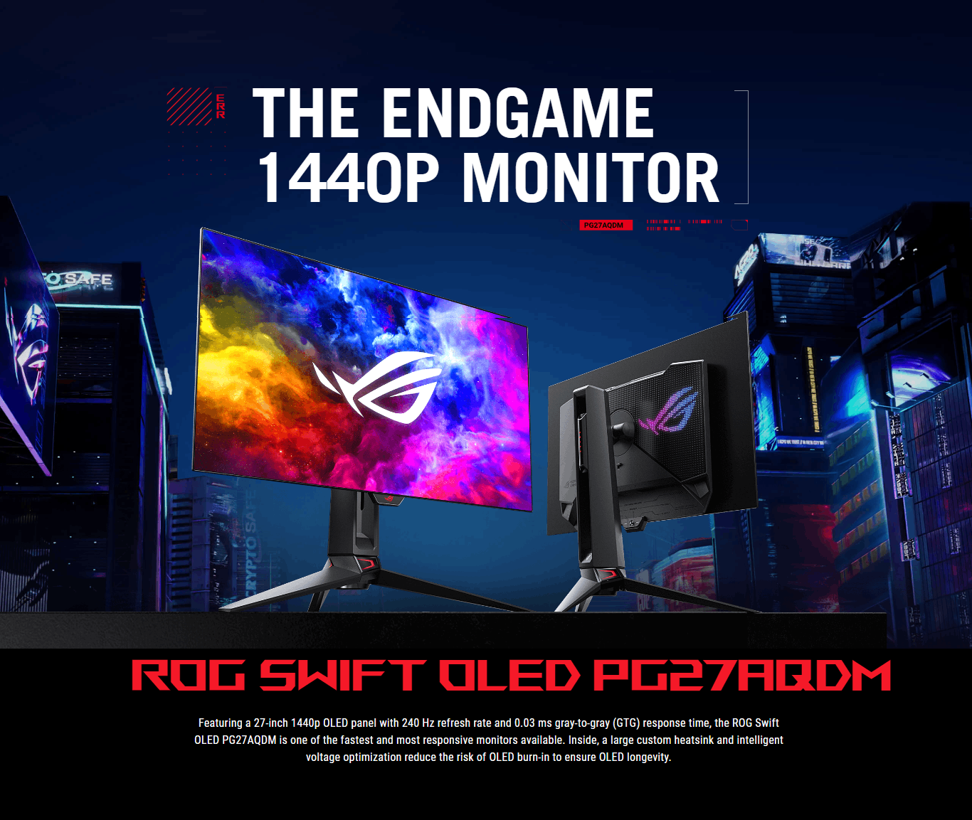 Asus ROG Swift OLED PG27AQDM 27" QHD 240Hz 0.03ms Ultra-Realistic ...