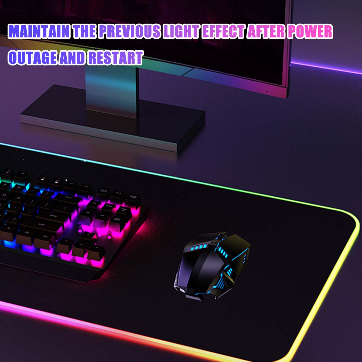 MKEPS RGB Gaming Mouse Pad LED Large Mouse Pad Anti-Slip Rubber Base ...