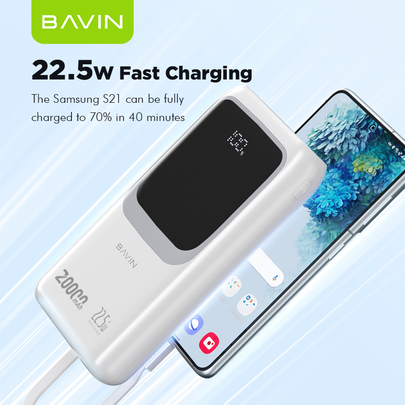 Bavin PC1029 PC1030 Fast Charging 20000mAh 10000mAh Power Bank 22.5W Built In Cable | Shopee ...