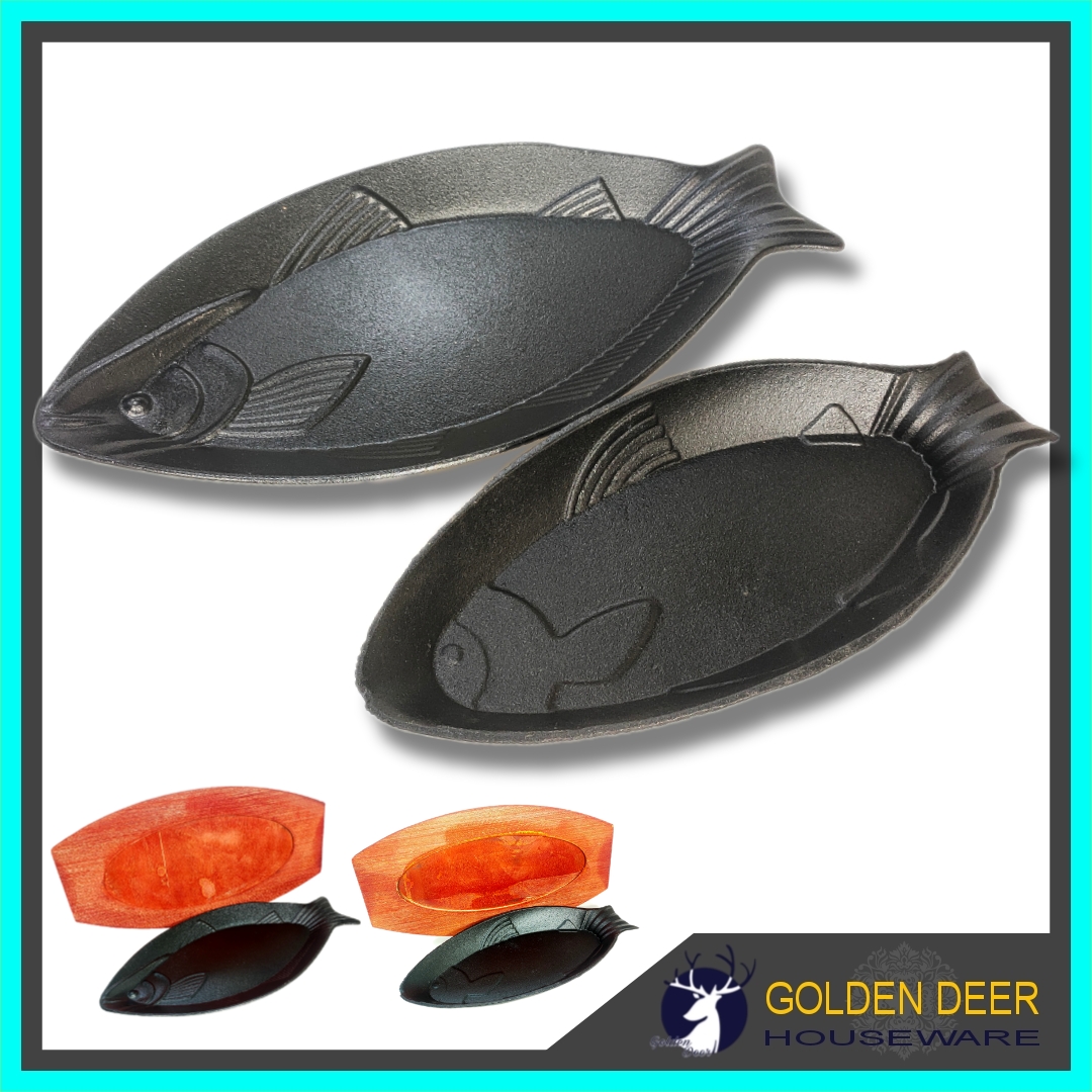 SIZZLING PLATE IN CAST IRON WITH WOODEN BASE MULTI SHAPE SIZE SIZZLING ...