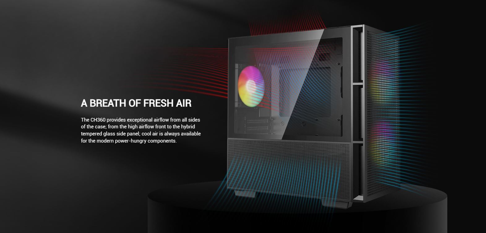 Deepcool Computer PC Case CH360 High Airflow Cases Reimagined Tempered ...