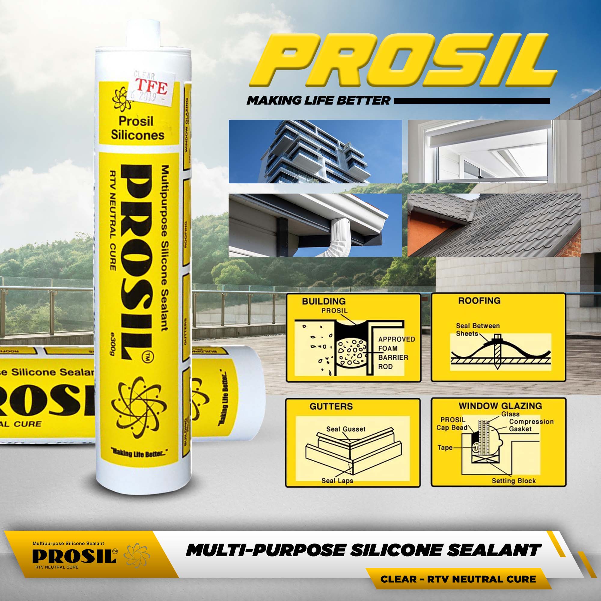 PROSIL Multipurpose Silicone Sealant 1Box 25Pcs | Shopee Philippines